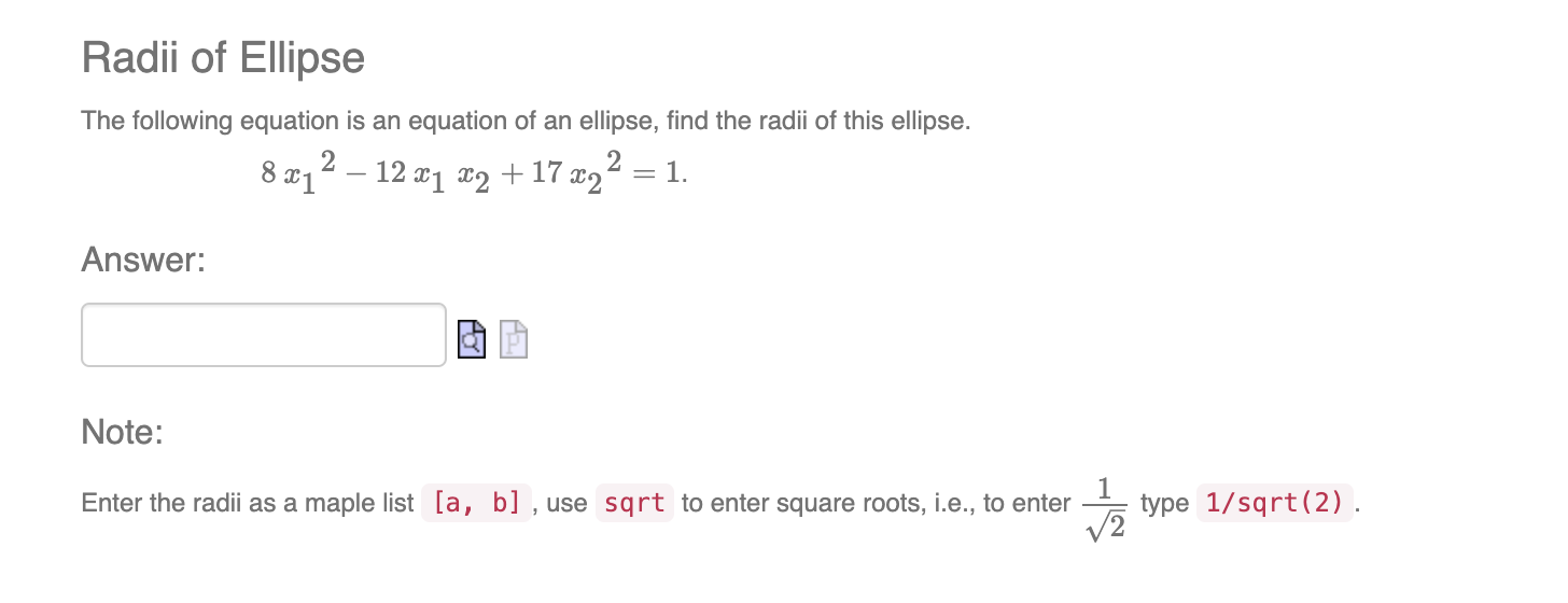 Solved Radii of Ellipse The following equation is an | Chegg.com