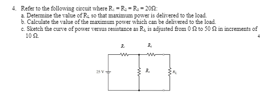 Solved 4. Refer to the following circuit where R1=R2=R3=20Ω | Chegg.com