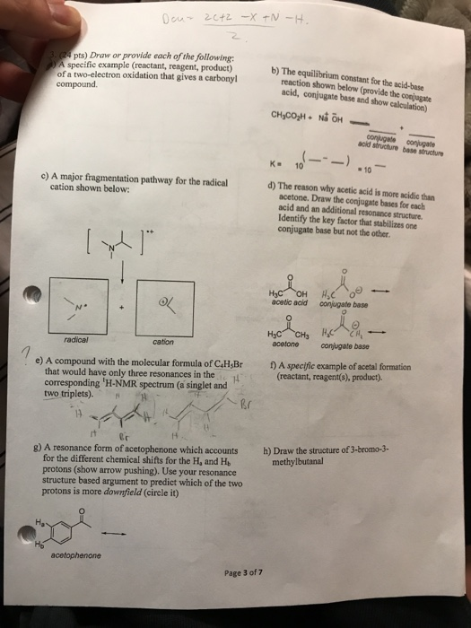Solved pts) Draw or provide each of the following: specific | Chegg.com