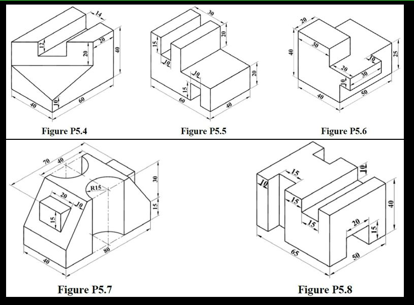 Solved Draw 3 views for each drawing First angle projection | Chegg.com