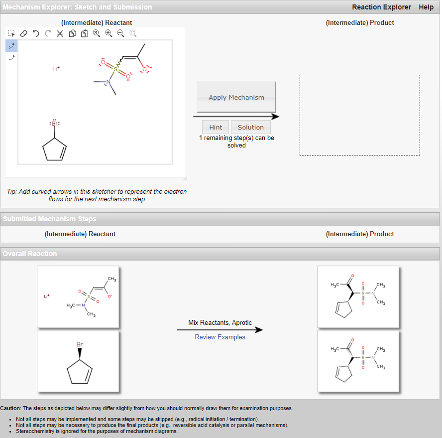 Solved Mechanism Explorer: Sketch and Submission Reaction | Chegg.com