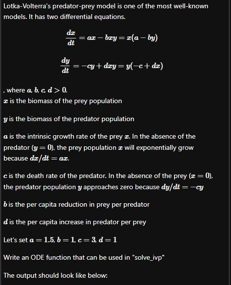 Solved Lotka-Volterra's predator-prey model is one of the | Chegg.com