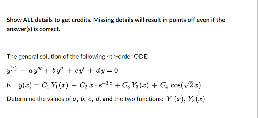 Solved Show ALL details to get credits. Missing details will | Chegg.com