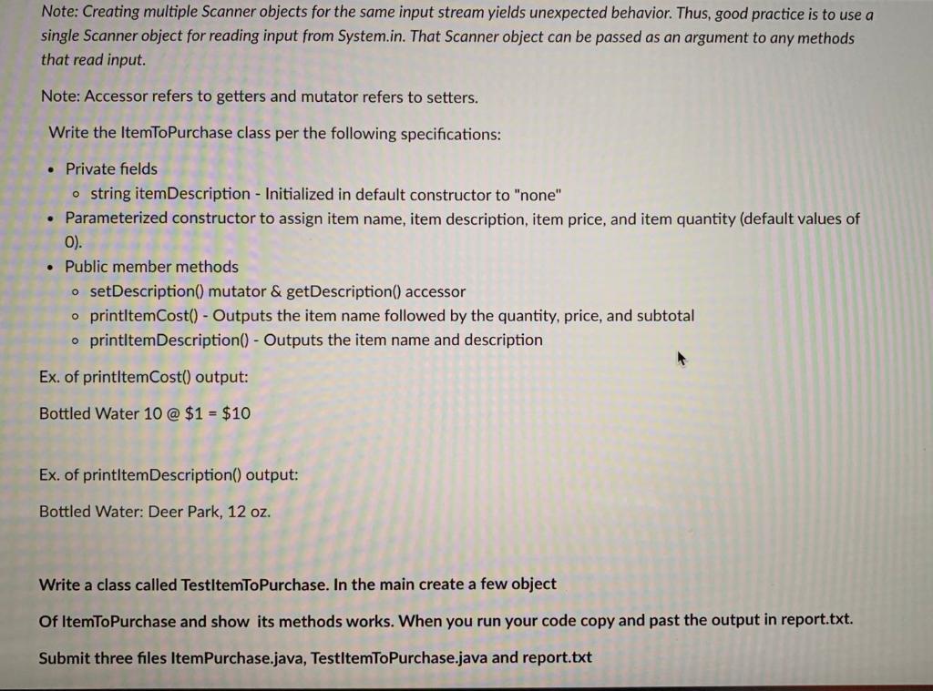 Solved Note: Creating multiple Scanner objects for the same | Chegg.com