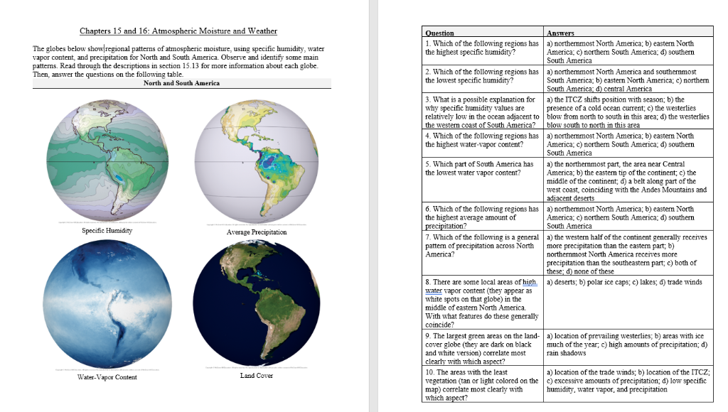 Solved The globes below, from the Chapter 15 Investigation | Chegg.com