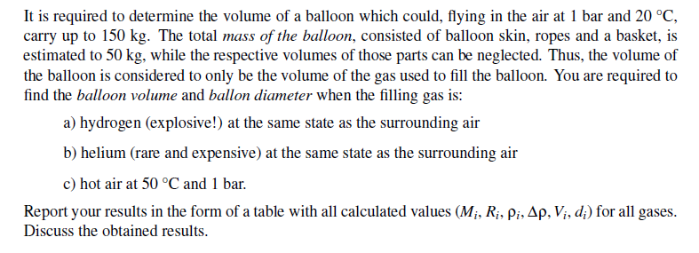 Solved It is required to determine the volume of a balloon | Chegg.com