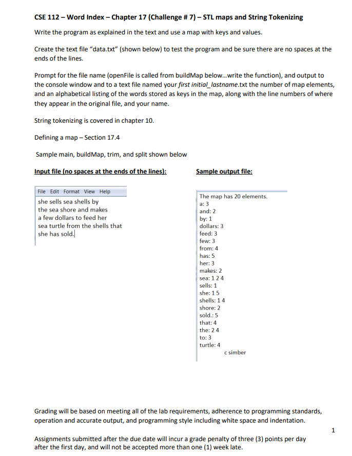 Solved CSE 112 - Word Index - Chapter 17 (Challenge \# 7) - | Chegg.com