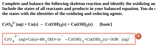 Solved Complete and balance the following skeleton reaction | Chegg.com