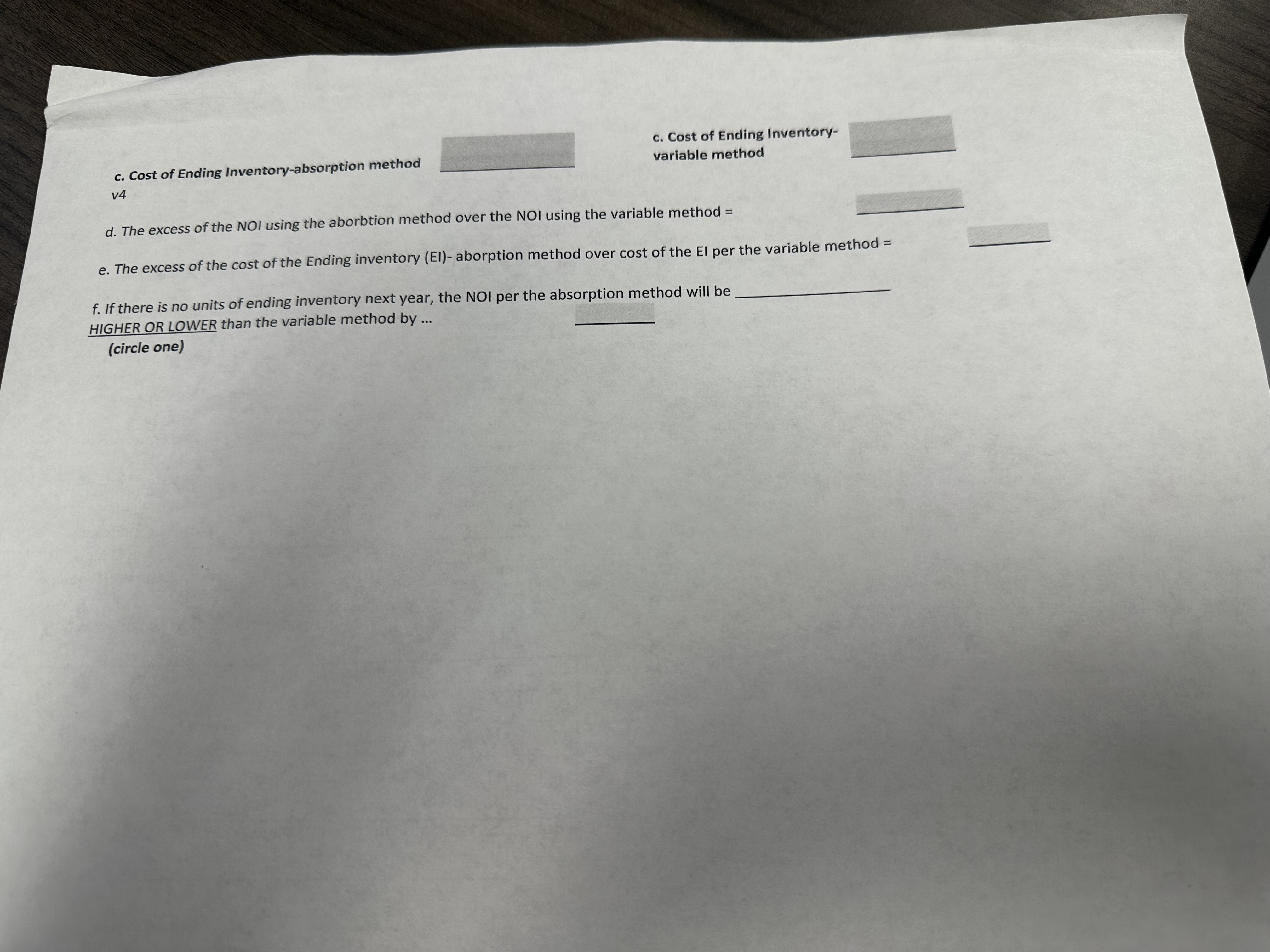 Solved Chapter 7: Variable and Absorption Method Income | Chegg.com