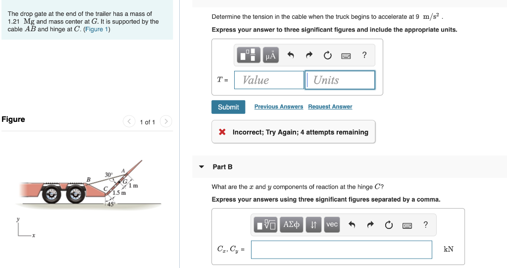Solved The drop gate at the end of the trailer has a mass of | Chegg.com