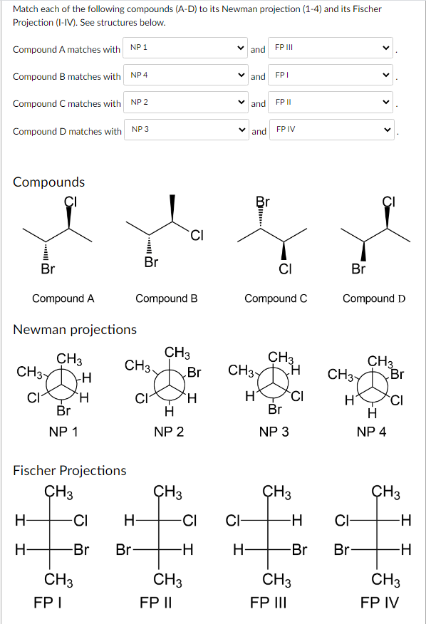 Solved Match each of the following compounds (A-D) to its | Chegg.com