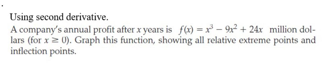 Solved Using second derivative. A company's annual profit | Chegg.com