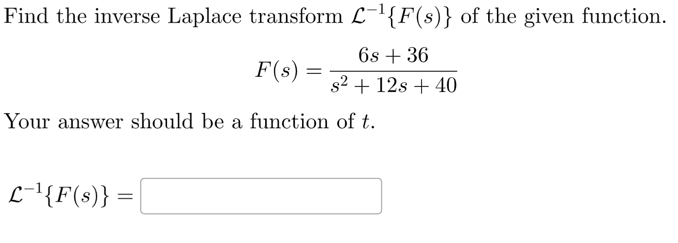 Solved Find the inverse Laplace transform \\( | Chegg.com