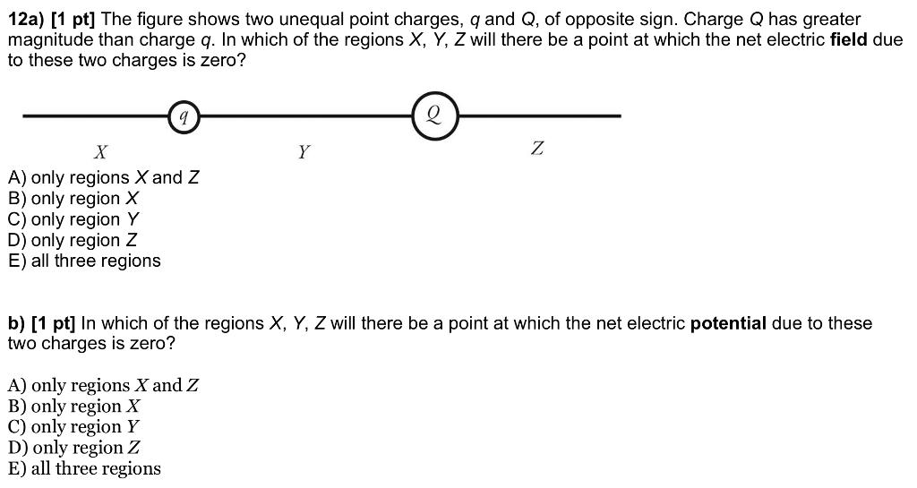 Solved 12a) [1 pt] The figure shows two unequal point | Chegg.com