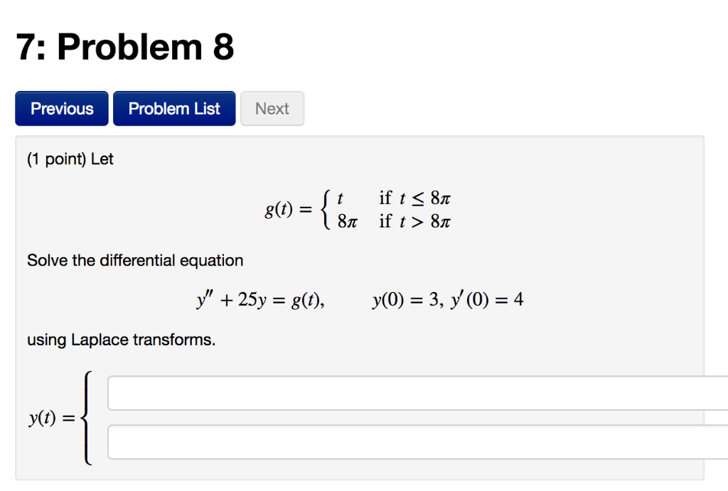 Solved 7: Problem 8 Previous Problem List Next (1 point) Let | Chegg.com