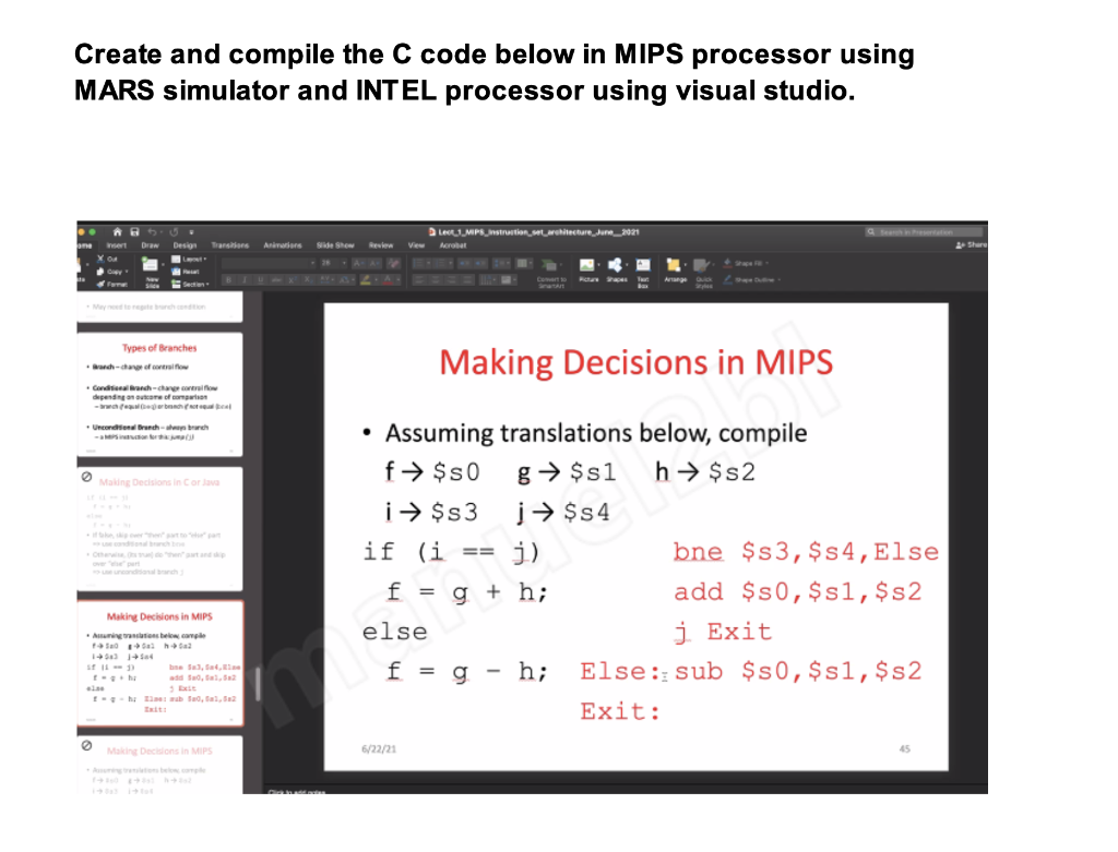 Solved Create and compile the C code below in MIPS processor | Chegg.com