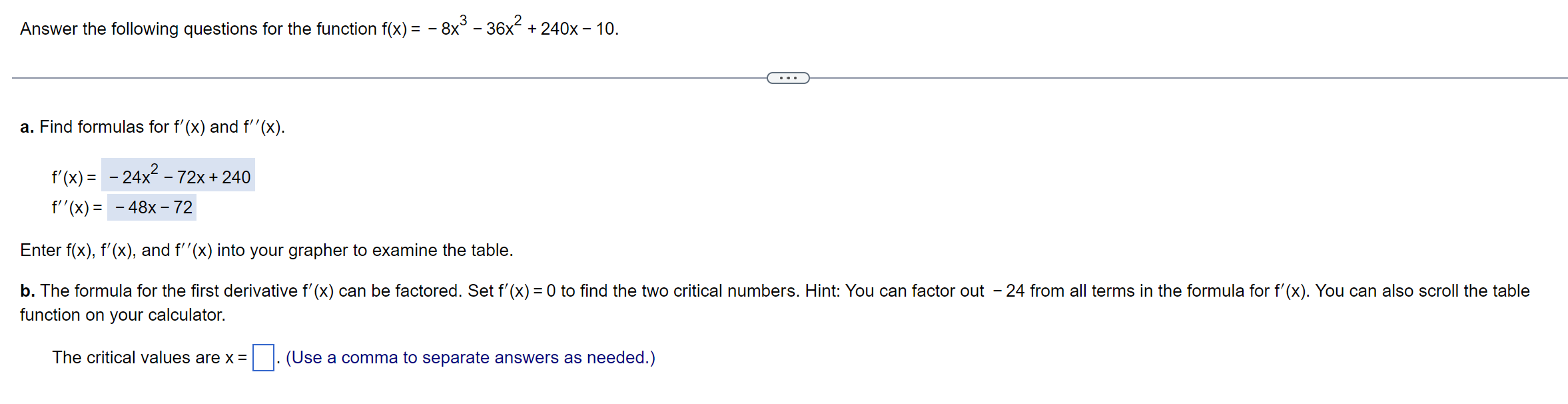 Solved Answer the following questions for the function | Chegg.com