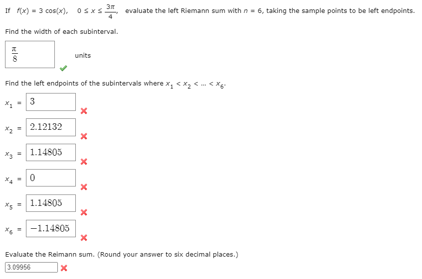 Solved Зл If f(x) = 3 cos(x), OSXS. 4 evaluate the left | Chegg.com