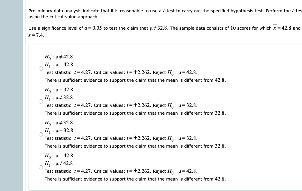 Solved Preliminary data analysis indicate that it is | Chegg.com