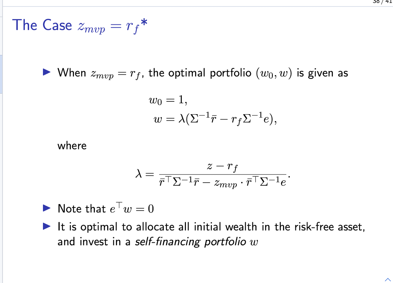 2. Consider the case zmvp=rf in the Markowitz model | Chegg.com