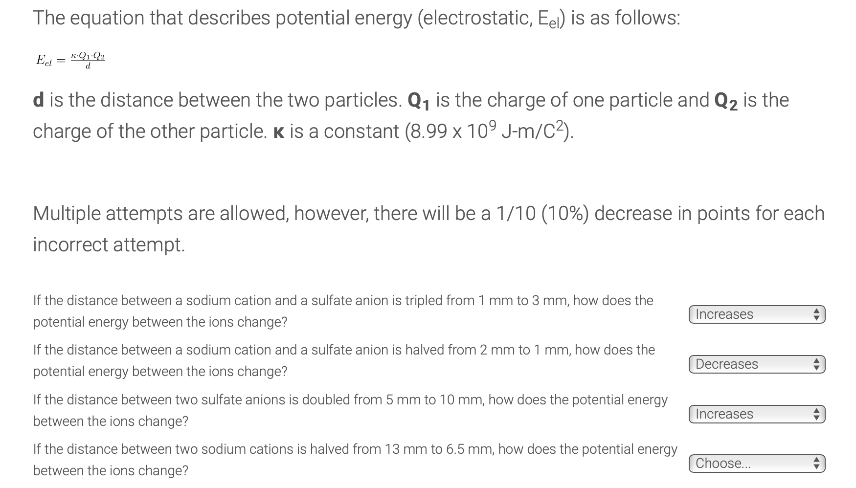 Solved The equation that describes potential energy | Chegg.com