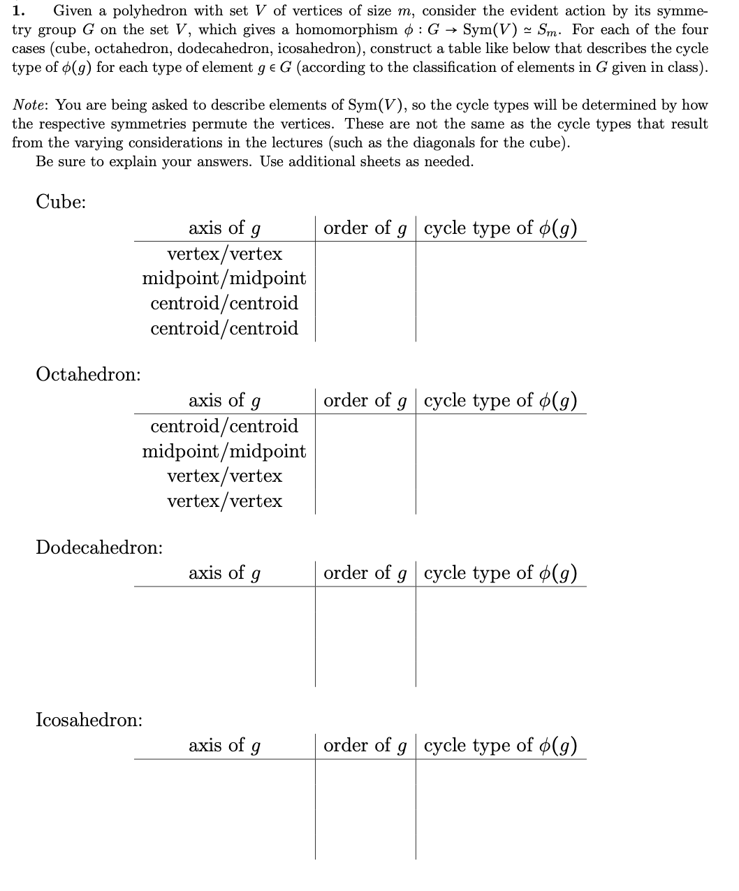 Solved Given a polyhedron with set V ﻿of vertices of size m, | Chegg.com