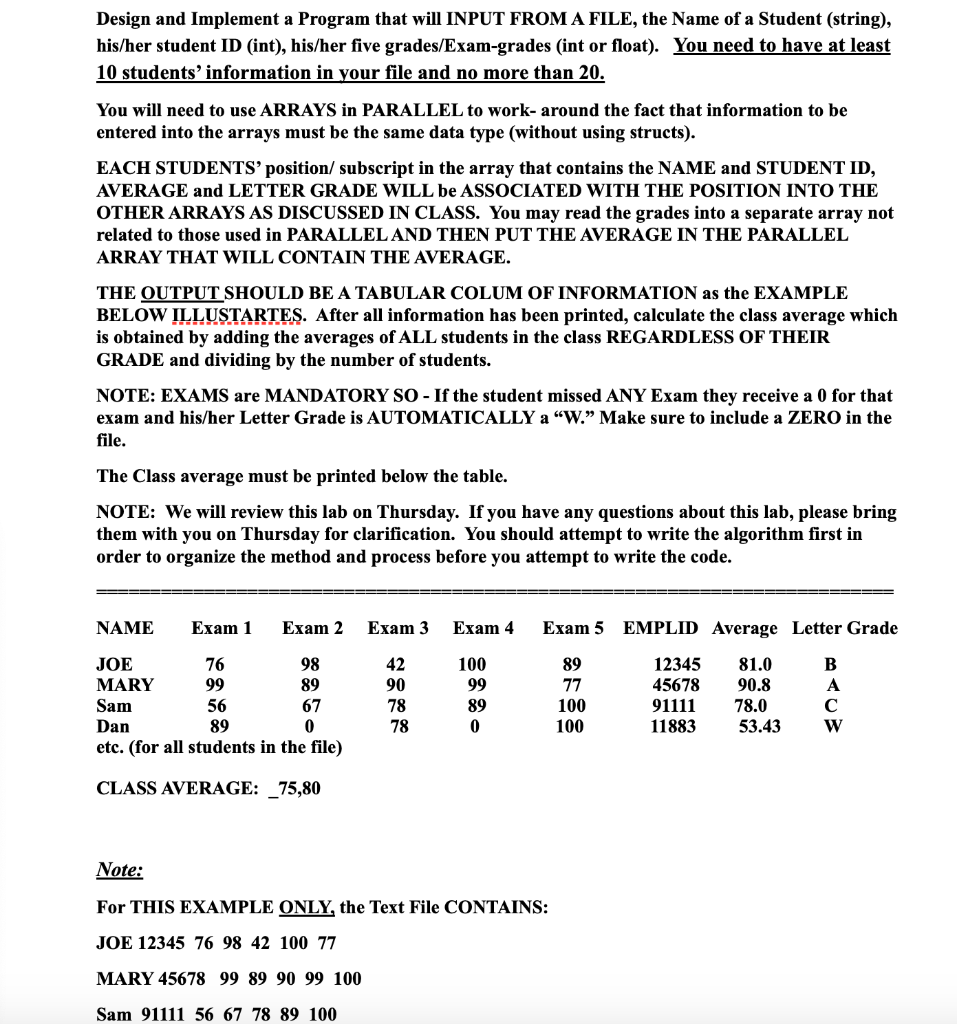 Solved Design And Implement A Program That Will Input From A