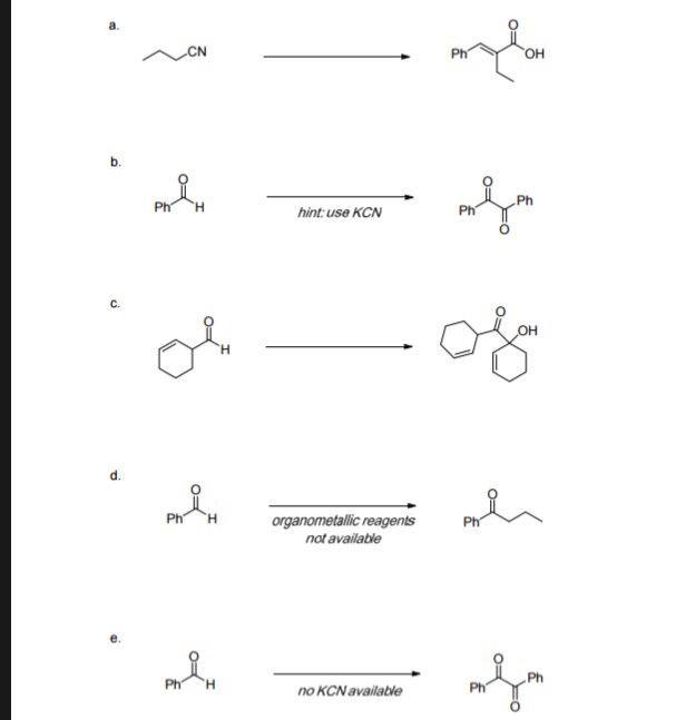 Solved a. OH Ph hint use KCN Ph organometallic reagents not | Chegg.com