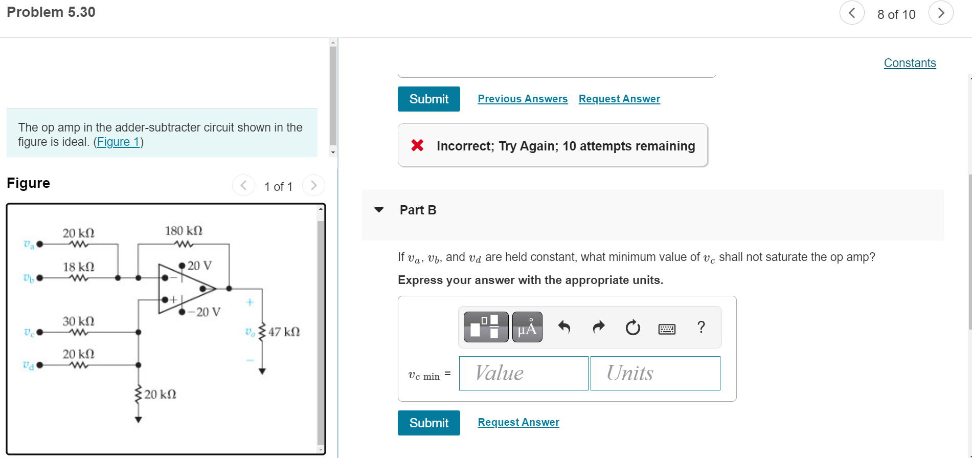 Solved The op amp in the adder-subtracter circuit shown in | Chegg.com