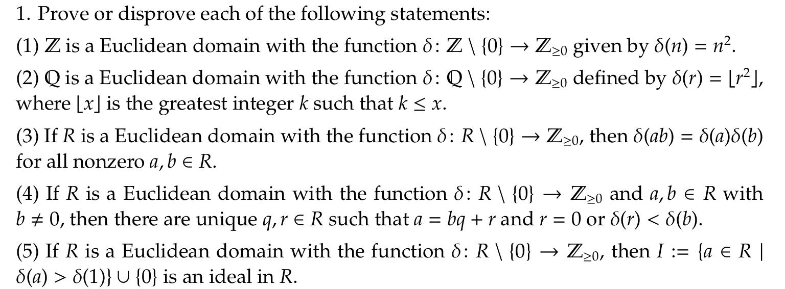 Solved 1. Prove or disprove each of the following | Chegg.com