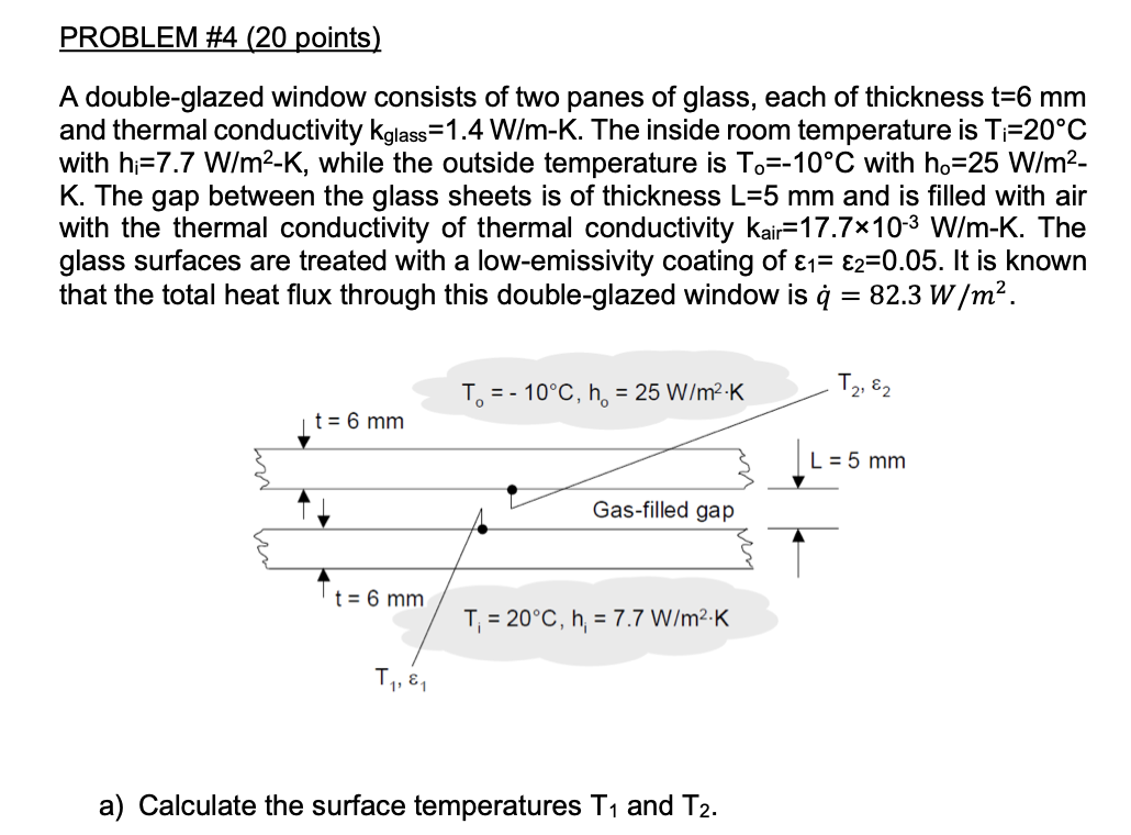Solved PROBLEM #4 (20 points) A double-glazed window | Chegg.com
