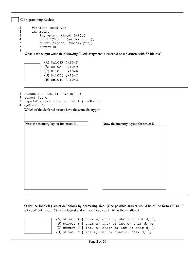 Solved 1 C Programming Review 1 2 3 4 དོ #include int | Chegg.com