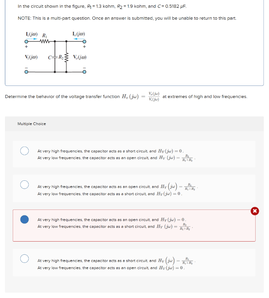 Solved In the circuit shown in the figure, R1 = 1.3 kohm, R2 | Chegg.com