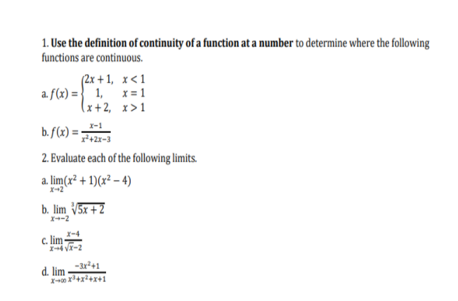 Solved 1. Use the definition of continuity of a function at | Chegg.com