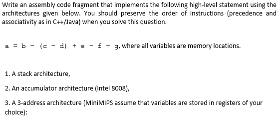 Solved Write an assembly code fragment that implements the | Chegg.com