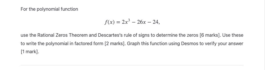 Solved For the polynomial function f(x)=2x3−26x−24 use the | Chegg.com