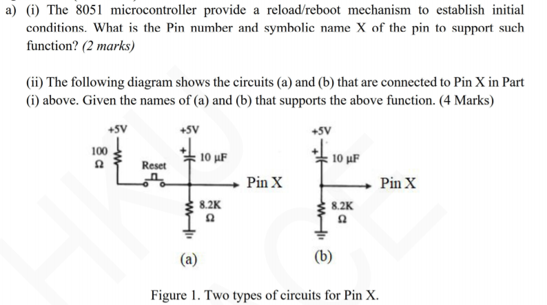 Solved a) (i) The 8051 microcontroller provide a | Chegg.com