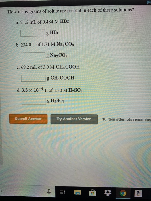 Solved [R How many grams of solute are present in each of | Chegg.com