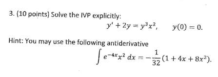 Solved (10 ﻿points) ﻿Solve the IVP | Chegg.com