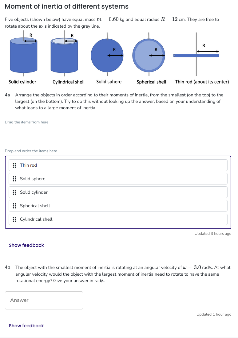 Solved Moment of inertia of different systemsFive objects | Chegg.com