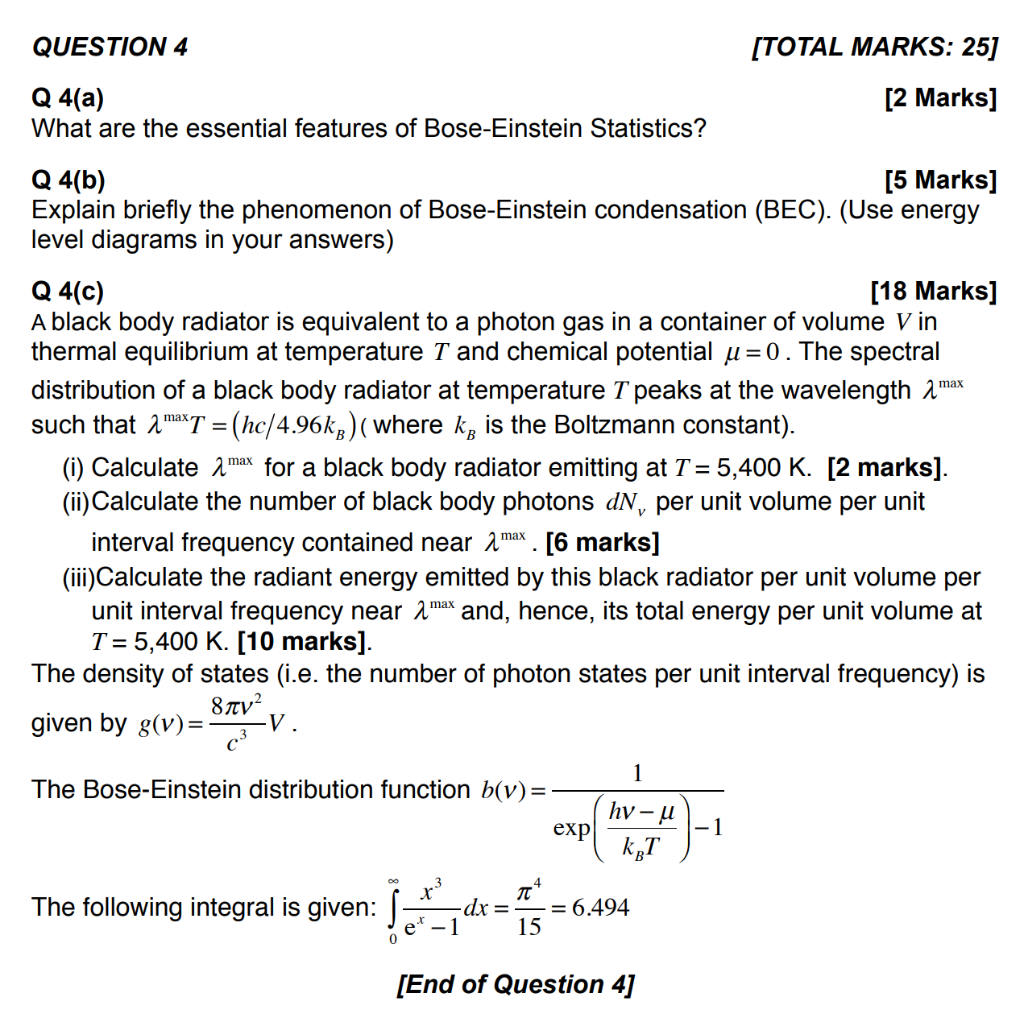 Solved QUESTION 4 [TOTAL MARKS: 25] Q 4(a) [2 Marks] What | Chegg.com