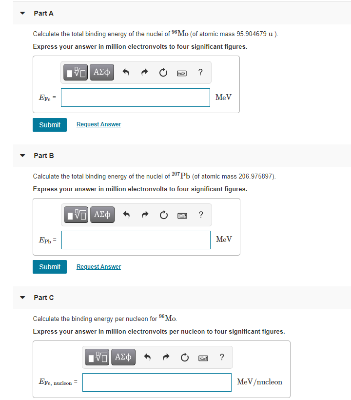 Solved Part A Calculate the total binding energy of the | Chegg.com