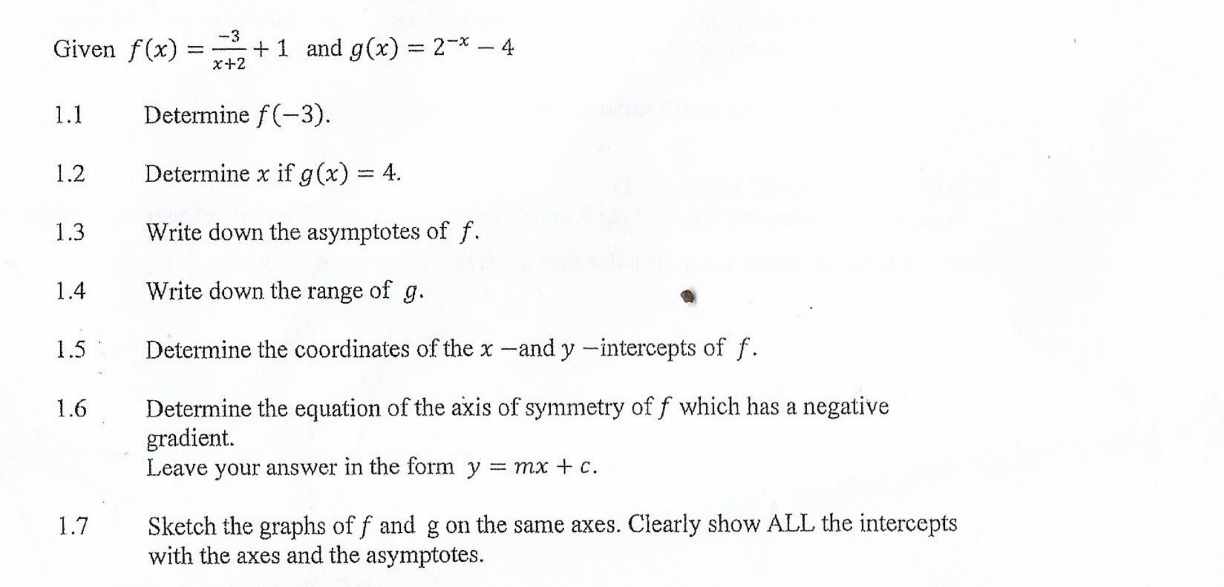 Solved Given f(x)=x+2−3+1 and g(x)=2−x−4 1.1 Determine | Chegg.com