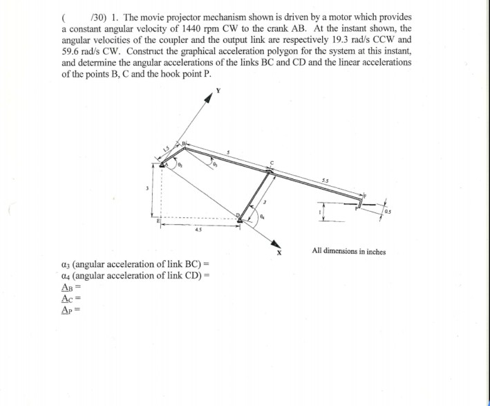 130) 1. The movie projector mechanism shown is driven | Chegg.com