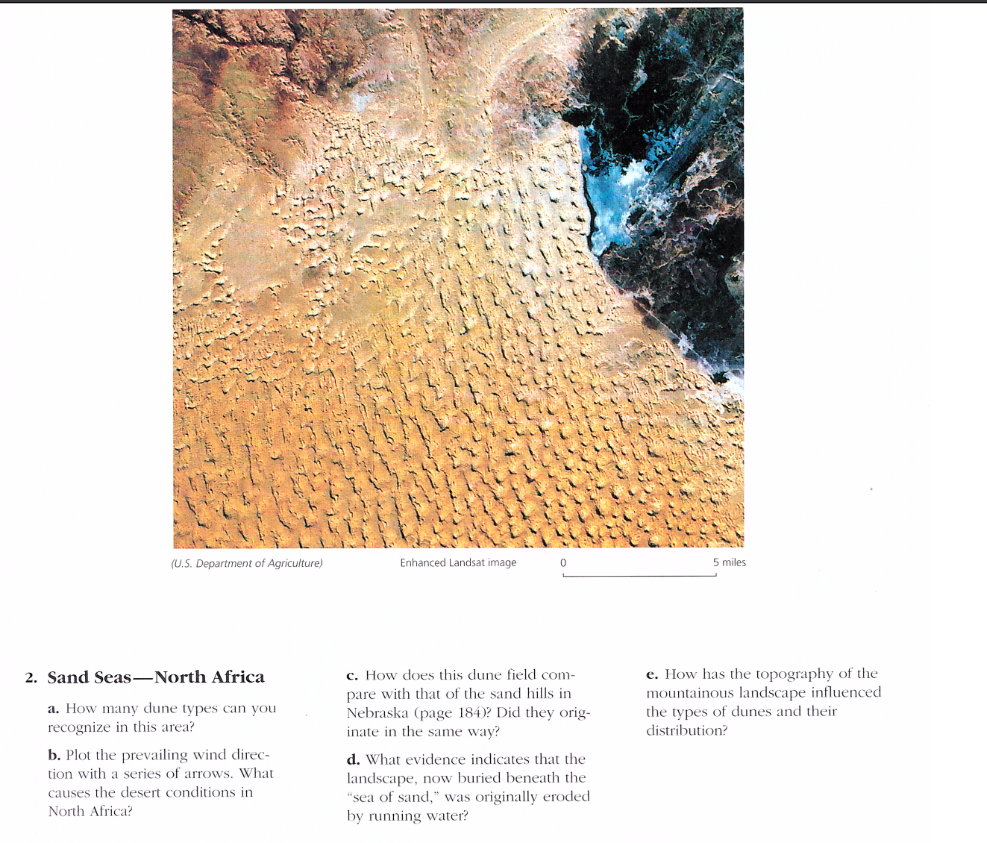 2. Sand Seas-North Africa c. How does this dune field | Chegg.com