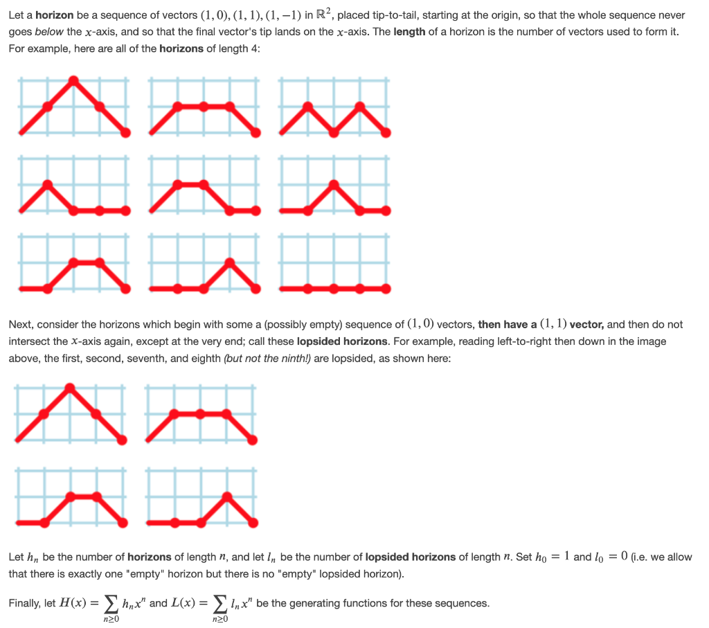 Let a horizon be a sequence of vectors (1,0), (1, 1), | Chegg.com