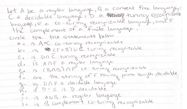 Solved Let A be a regular language, B a context free | Chegg.com