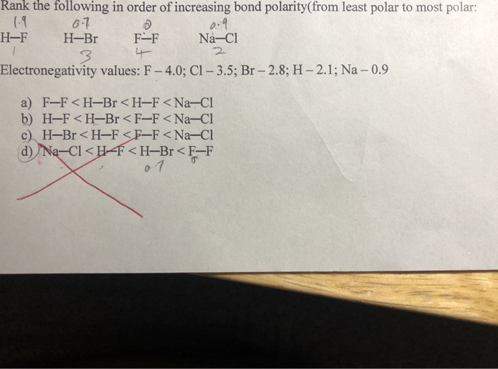 Solved Rank the following in order of increasing bond | Chegg.com
