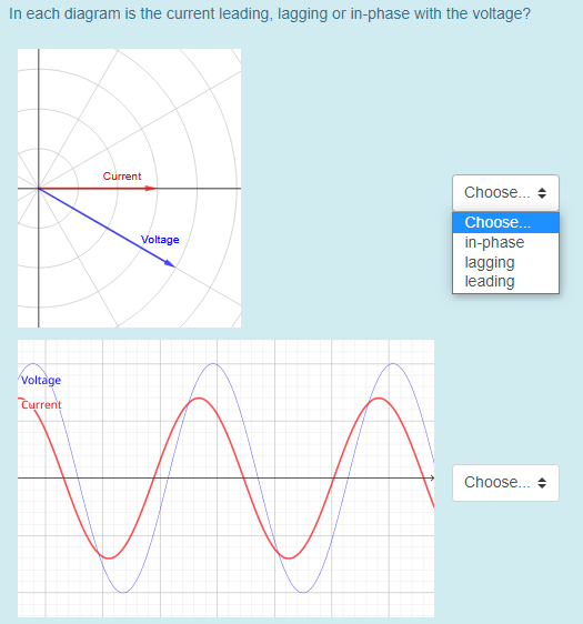 Solved In each diagram is the current leading, lagging or | Chegg.com