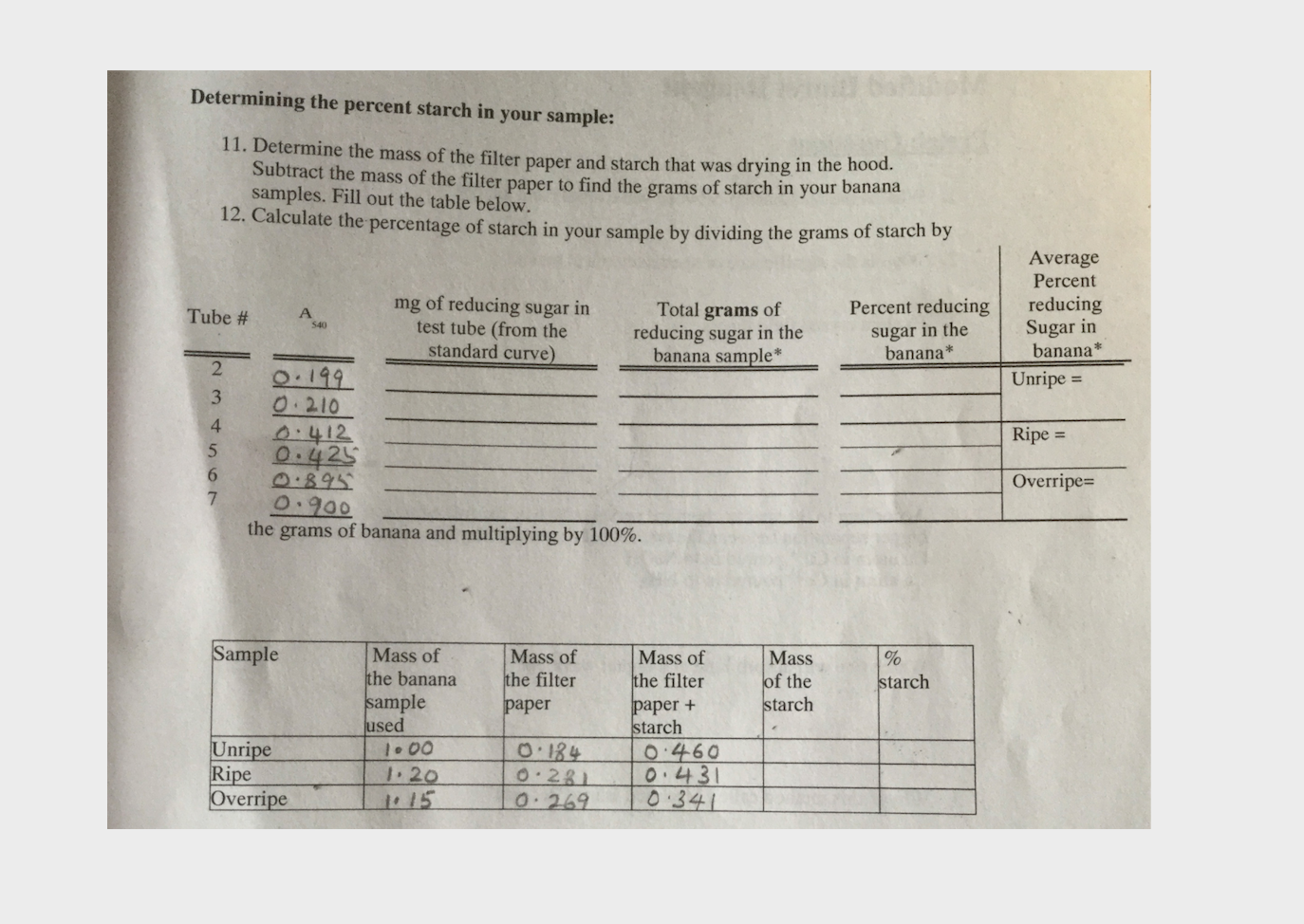Determining the percent starch in your sample: 11. | Chegg.com